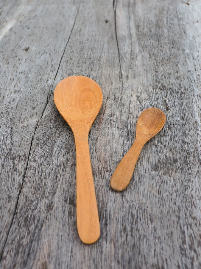 Wood spoon on wood floor stock photo. Image of handmade - 87344280