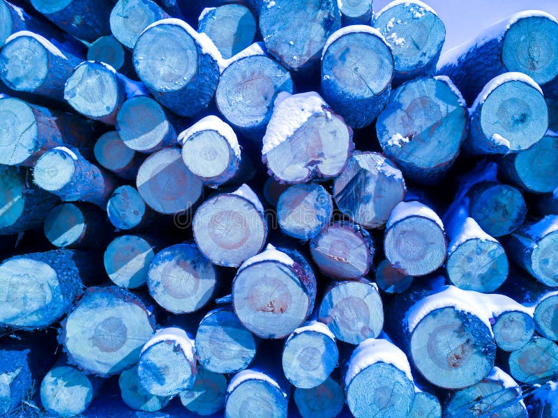Wood Stack Background of Classic Blue Color of the Year 2020 Stock ...