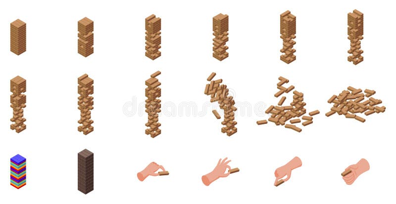 Wood Stack Balances Game Vector. a Stack of Wooden Blocks with a Hand ...