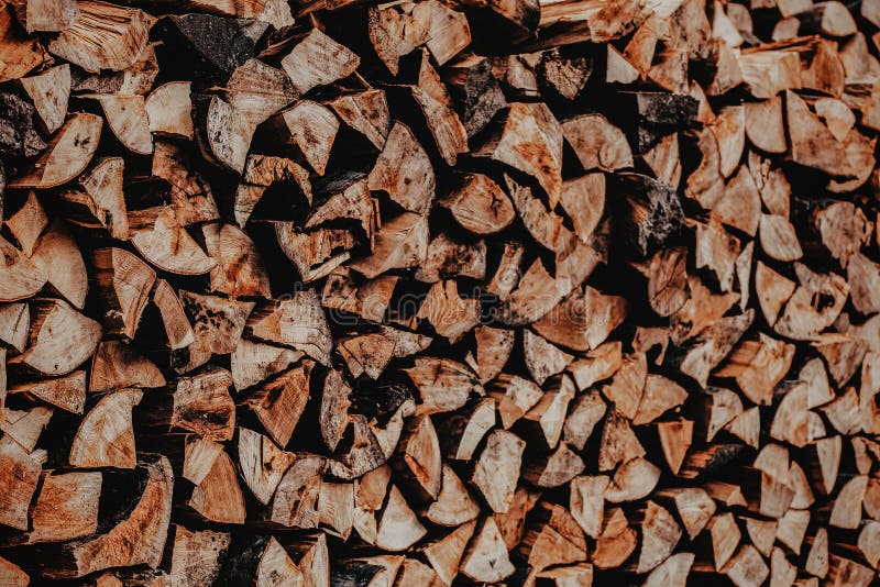 Wood Stack of Chopped Firewoods Prepared for Winter Stock Photo - Image ...