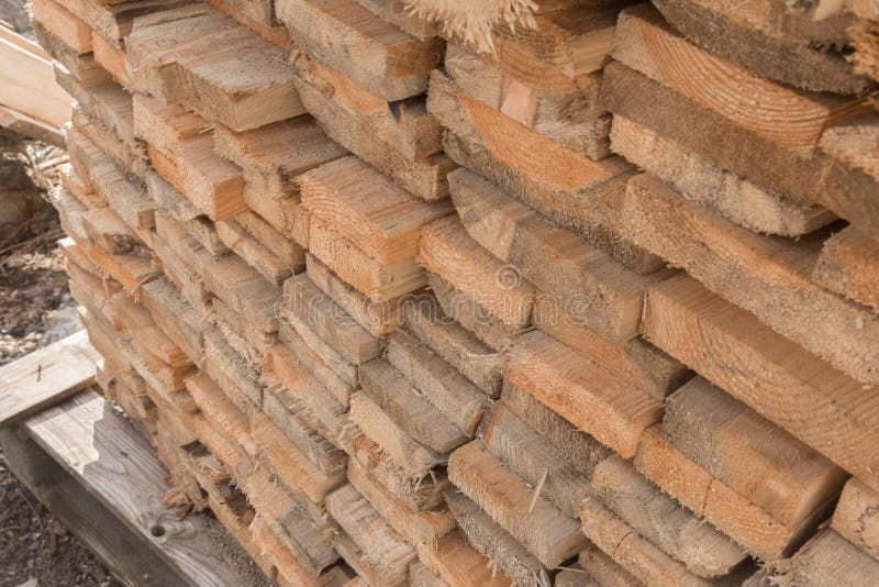 Wood Stack Storage of Timber Materials and Lumber Pile Industry Stock ...