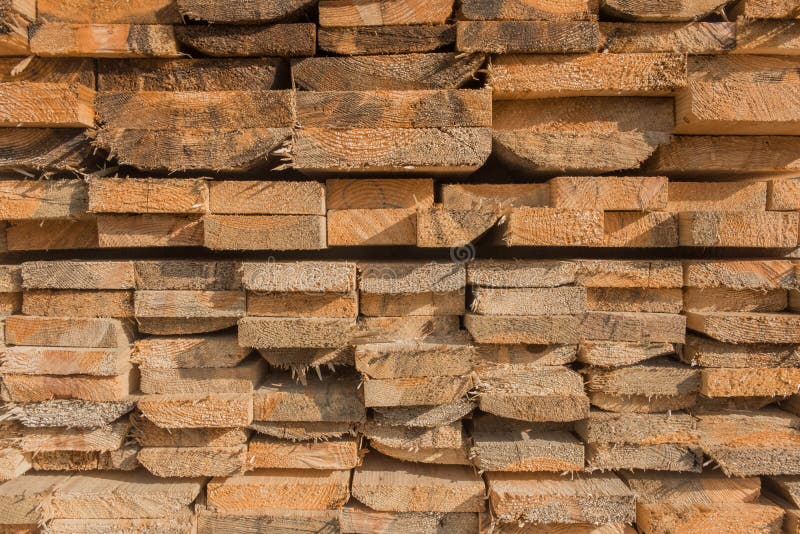 Wood Stack Storage of Timber Materials and Lumber Pile Industry Stock ...
