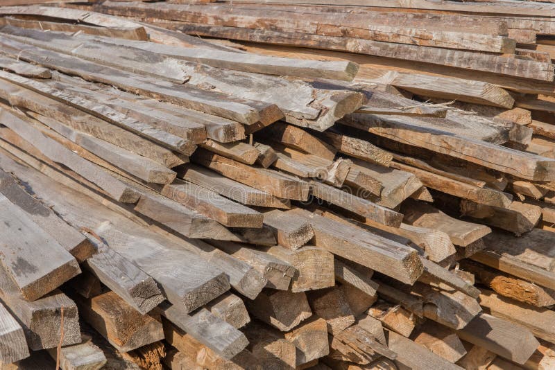 Wood Stack Storage of Timber Materials and Lumber Pile Industry Stock ...