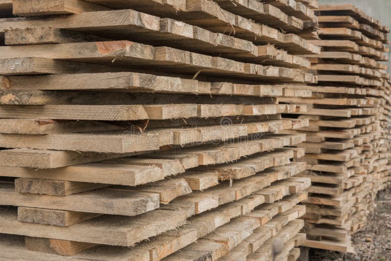 Wood Stack Storage of Timber Materials and Lumber Pile Industry Stock ...