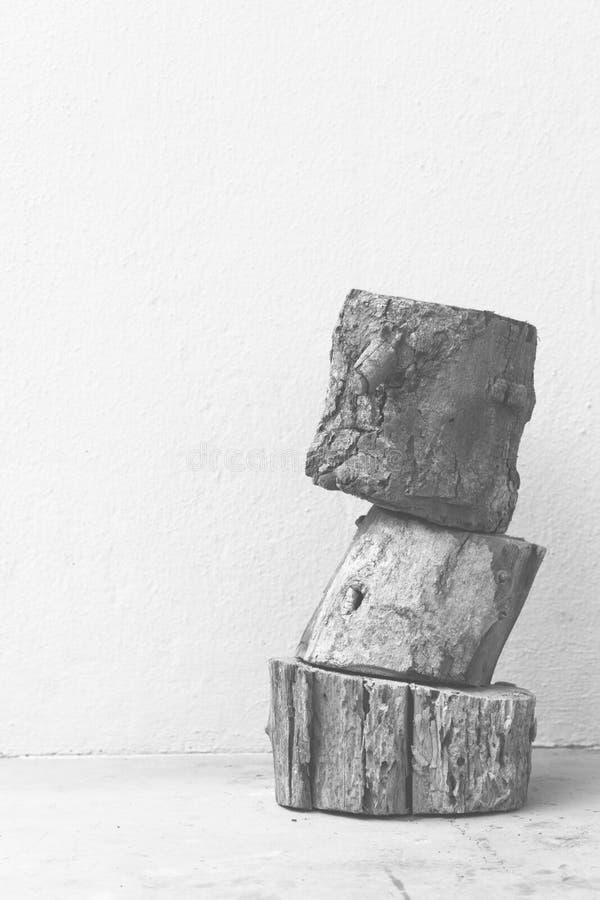 Wood Stacked Vertical Black and White Stock Image - Image of stacked ...