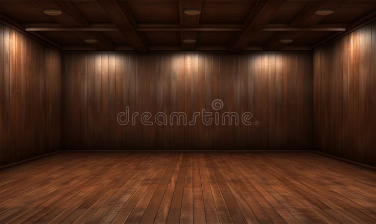 Wood Stage Ground with Lighting from Up Side Template Stock ...