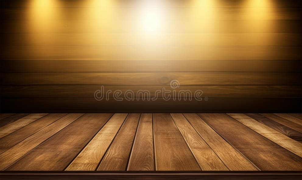 Wood Stage Ground with Lighting from Up Side Template Stock ...