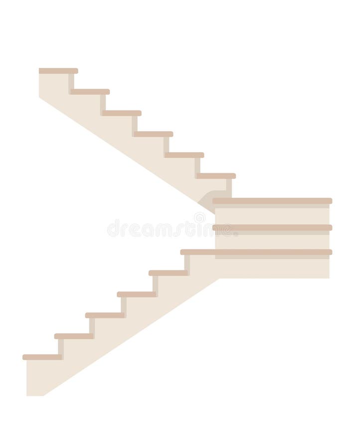 Wood Stairs, Indoor Construction in Cartoon Style Isolated on White ...