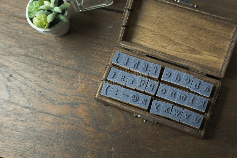 Wood Stamp Alphabet Close Up Image for Background. Stock Image - Image ...