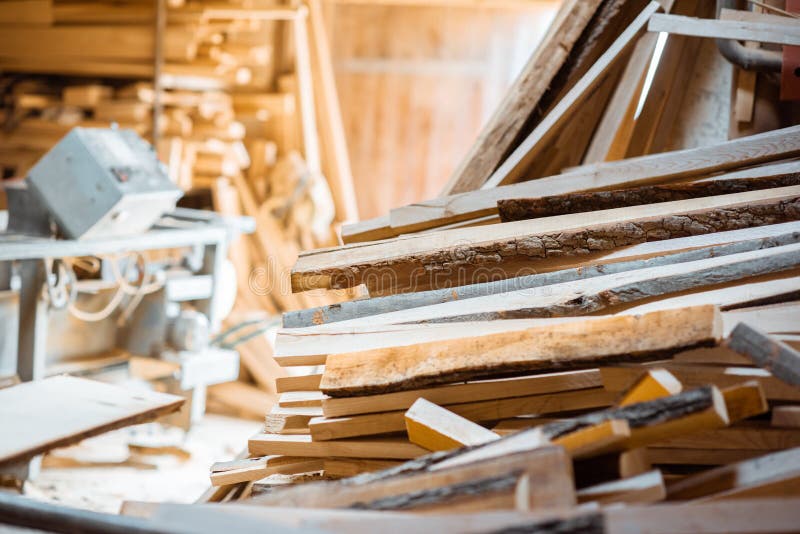 Wood Storage at the Carpentry Stock Photo - Image of work, production ...