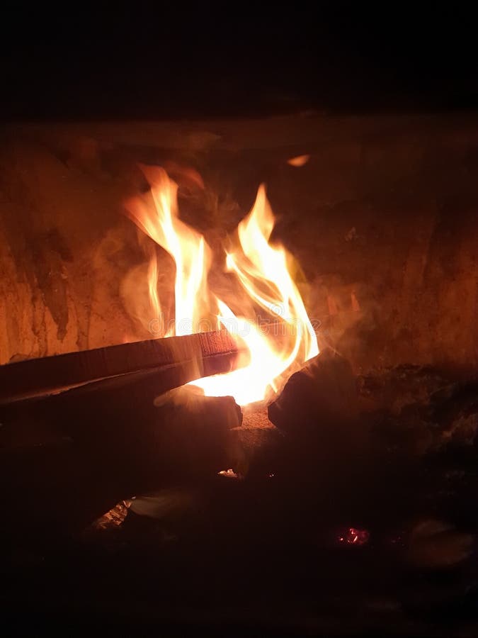 Cooking Using a Wood Fire Stove Stock Photo - Image of cook, fire ...