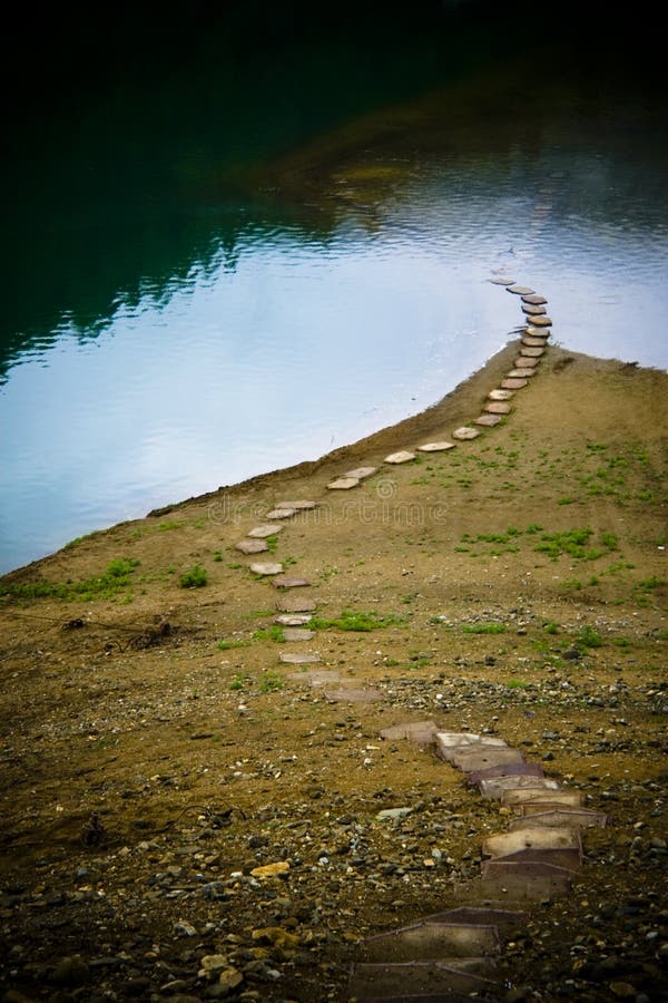 Wood Stump Path To Lake stock image. Image of wood, steps - 2517325