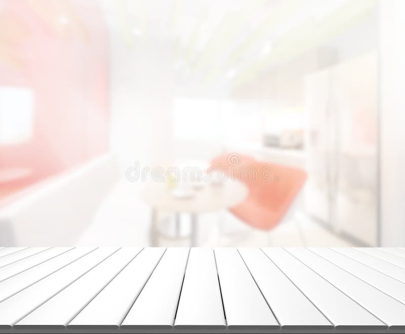 Wood Table of Blur Background in Office Stock Photo - Image of food ...