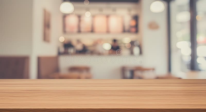 Wood Table in Cafe Setting stock image. Image of presentation - 379589077