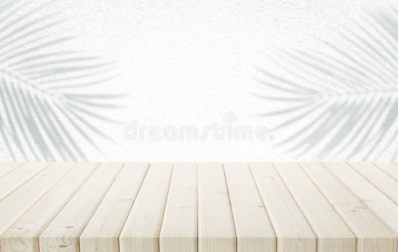 Wood Table Counter on Blur Coconut Leaf on White Background Stock Image ...