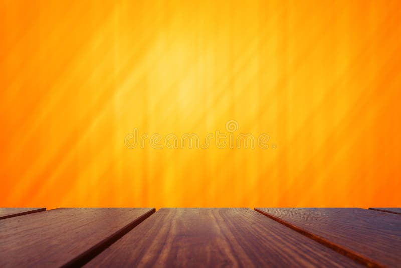 Wood Table Top and Orange Background. Stock Illustration - Illustration ...