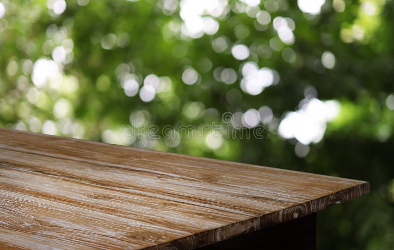 Wood Table Top in Blur Background Room Interior with Empty Copy Space ...