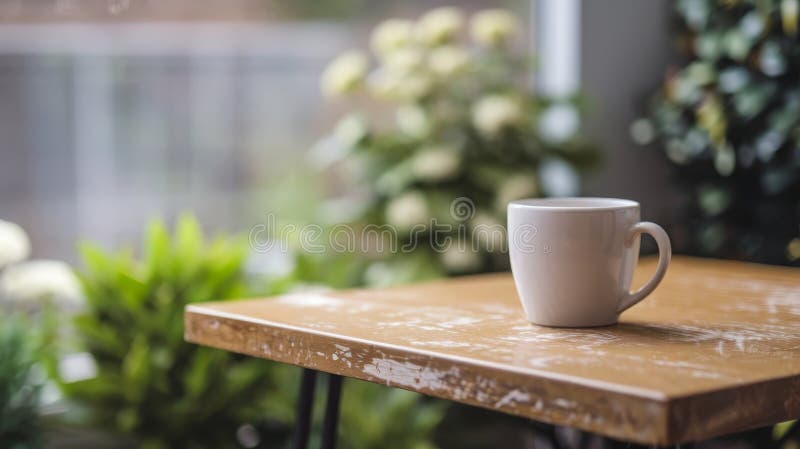 Wood Table Top with Blurred Garden Window Background Stock Illustration ...