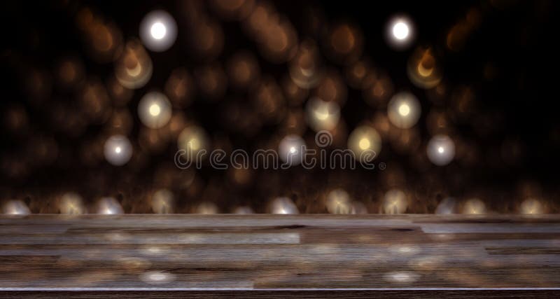 Wood Table Top at Night Light Party for Display Stock Photo - Image of ...