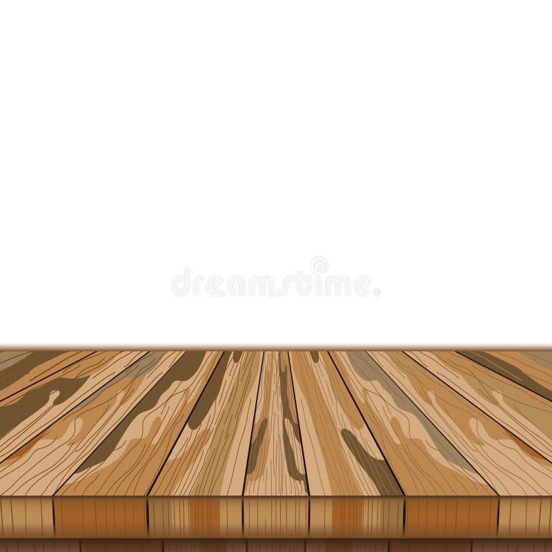 Wood Table in Top View Isolated on White Background. Stock Vector ...
