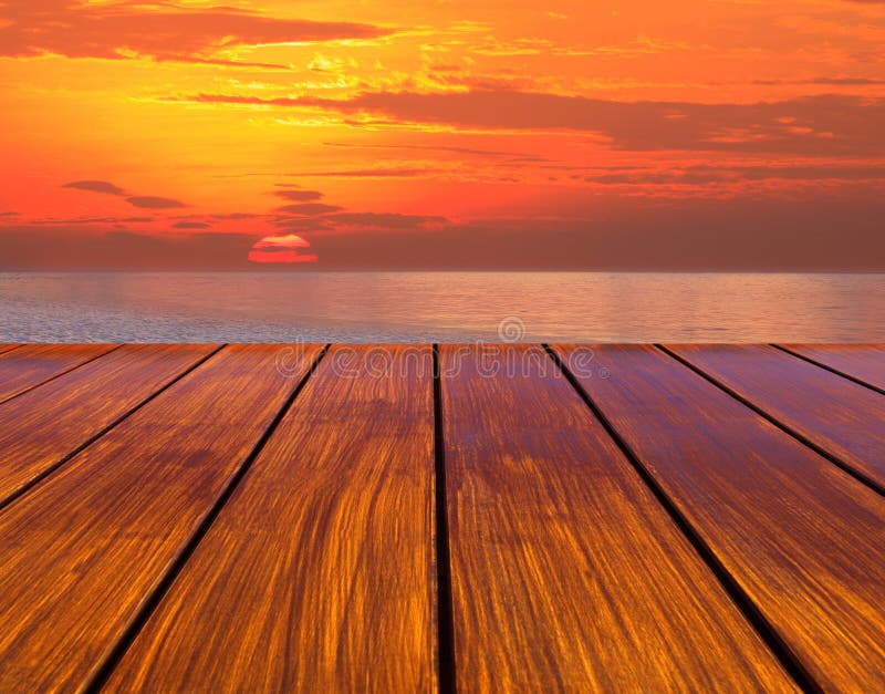 Wood Terrace Perspective and Sun Set Stock Photo - Image of beautiful ...
