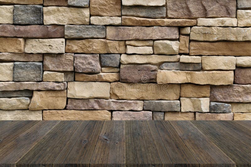 Wood Terrace and Stone Wall Texture Stock Image - Image of gallery ...
