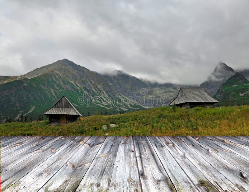 Wood Terrace View on Mountains Stock Photo - Image of nature, parquet ...