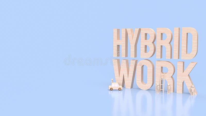 The Wood Text Hybrid Working for Business Concept 3d Rendering Stock ...