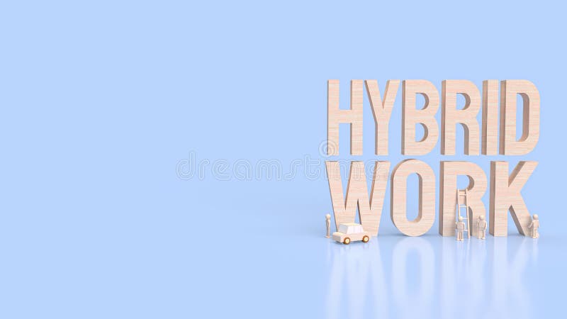 The Wood Text Hybrid Working for Business Concept 3d Rendering Stock ...
