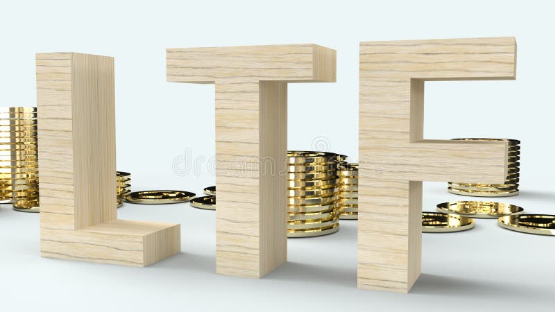 Wood Text Ltf and Gold Coins 3d Rendering for Business Content Stock ...