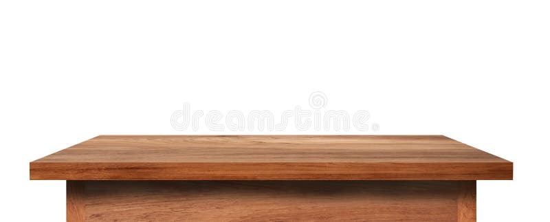 Side View of Wooden Table Top Isolated on White Background. Stock Image ...