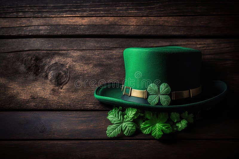 Wood Texture Background with Hat, Generative AI. Stock Illustration ...