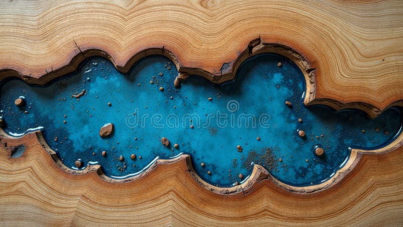 Wood Texture with Blue Epoxy Resin Stock Illustration - Illustration of ...