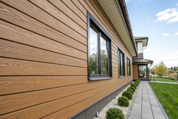 Wood Texture Composite Cladding Installation on House Stock ...