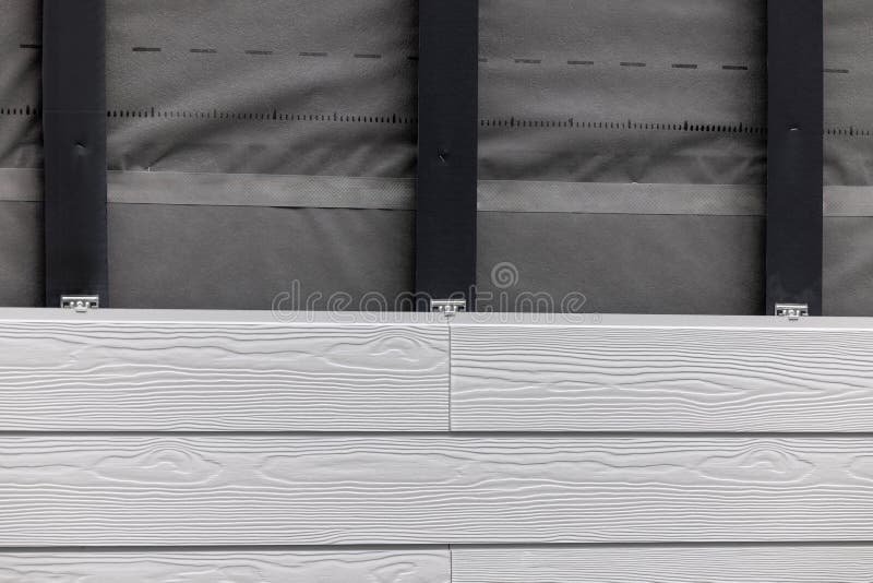 Wood Texture Composite Cladding Installation on House Facade. WPC ...