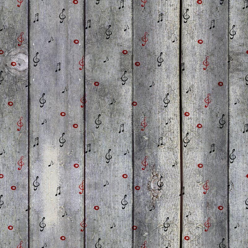 Wood Texture - Musical Background. Watercolor Notes Seamless Pattern ...