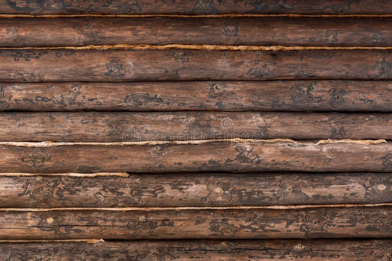 Wood Texture of an Old Rustic Log House, Background. Stock Image ...