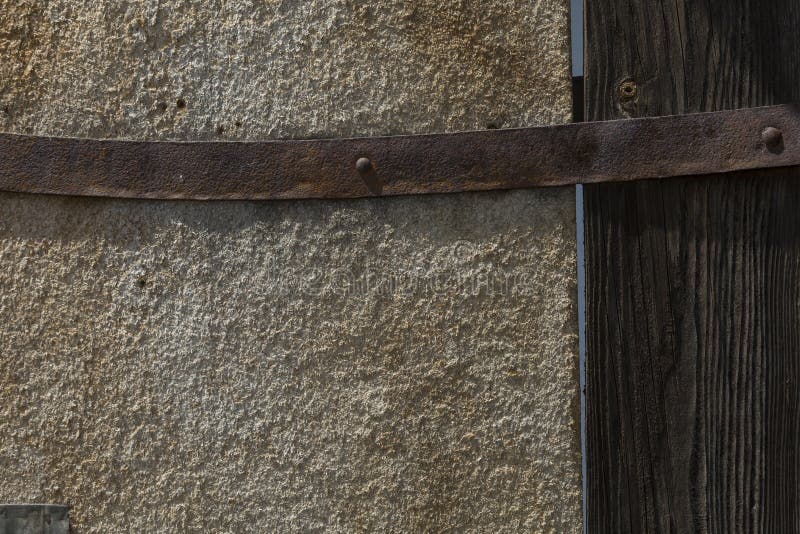 Wood Texture with Rusty Iron Hinge Stock Image - Image of grunge ...