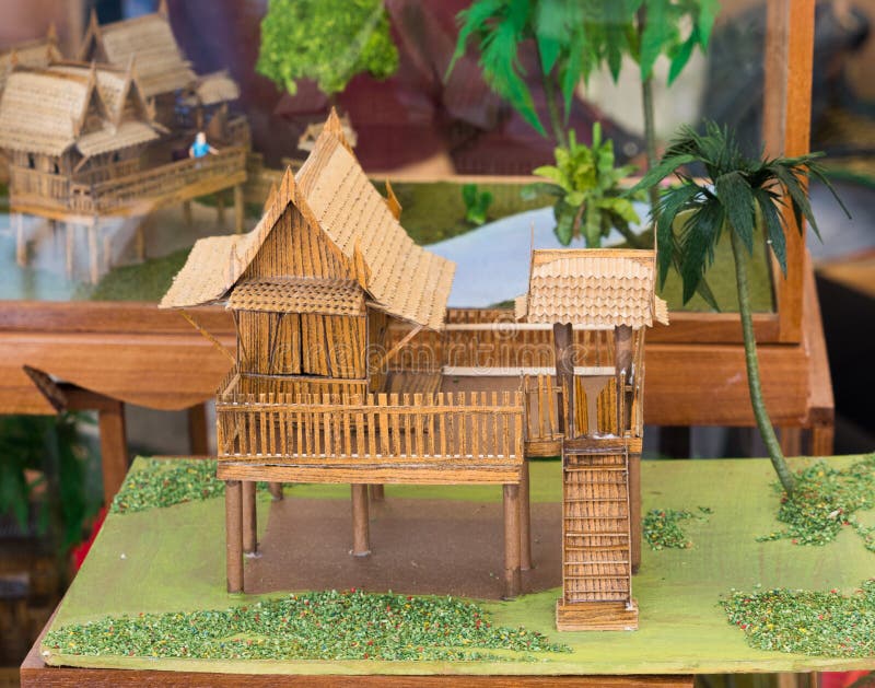 Wood Thai house model stock image. Image of nature, estate - 71436933