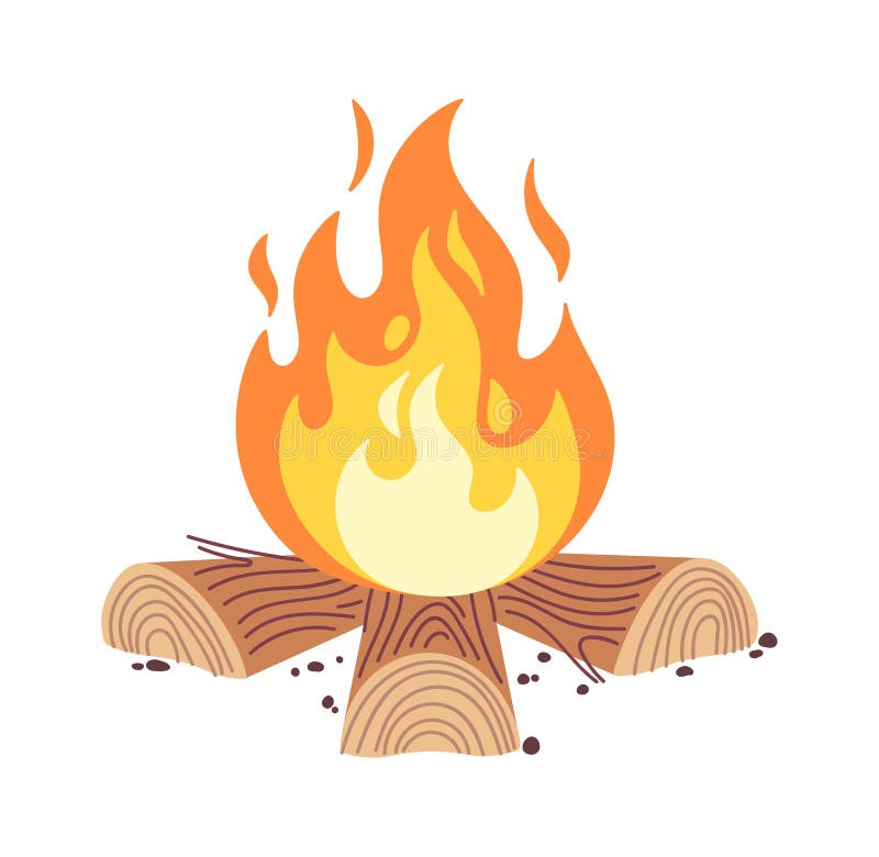 Wood Timber Campfire Cartoon Design Stock Illustration - Illustration ...
