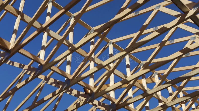 Wood Timber House Construction Stud Frame Stock Footage - Video of ...