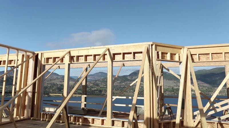 Wood Timber House Construction Stud Frame Stock Footage - Video of ...