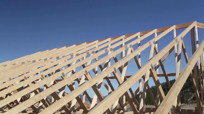 Wood Timber House Construction Stud Frame Stock Footage - Video of ...
