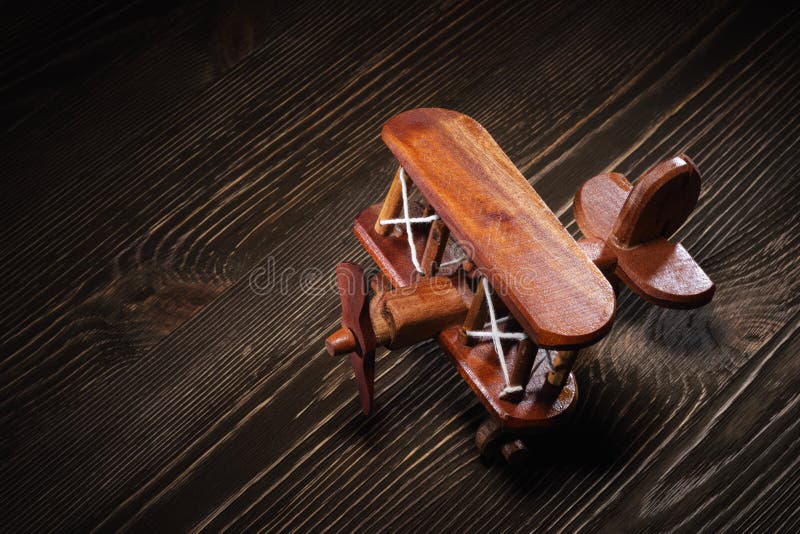 Wood Toy Plane on Rustic Wooden Table Stock Photo - Image of propeller ...