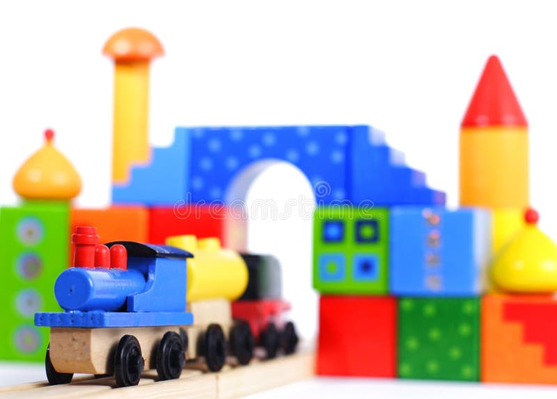 Wood toy train and blocks stock photo. Image of game, children - 502740