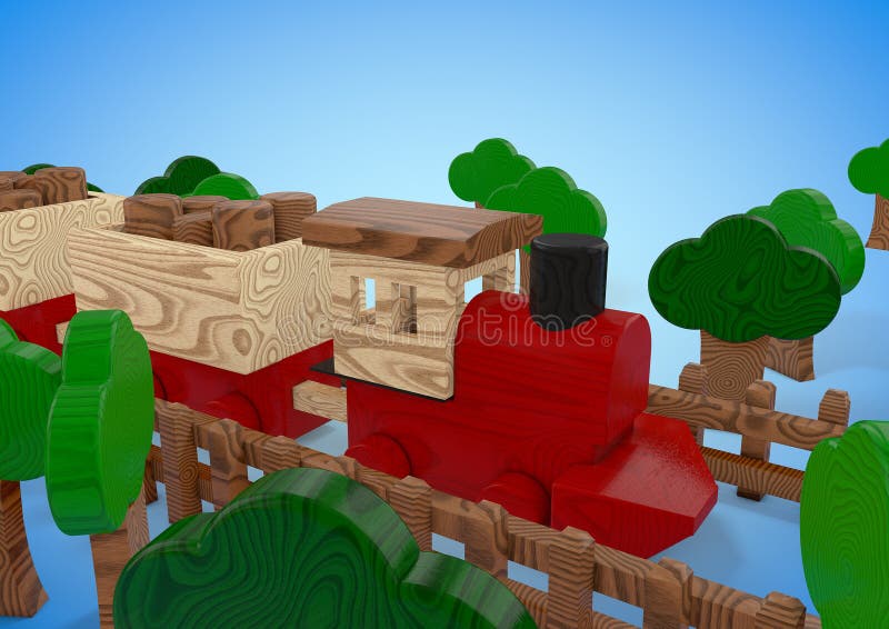 Wood Toy Train Illustration Stock Illustration - Illustration of cute ...