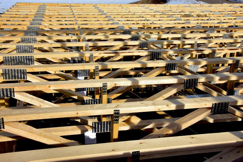 Wood Trusses stock photo. Image of trusses, building, construction ...
