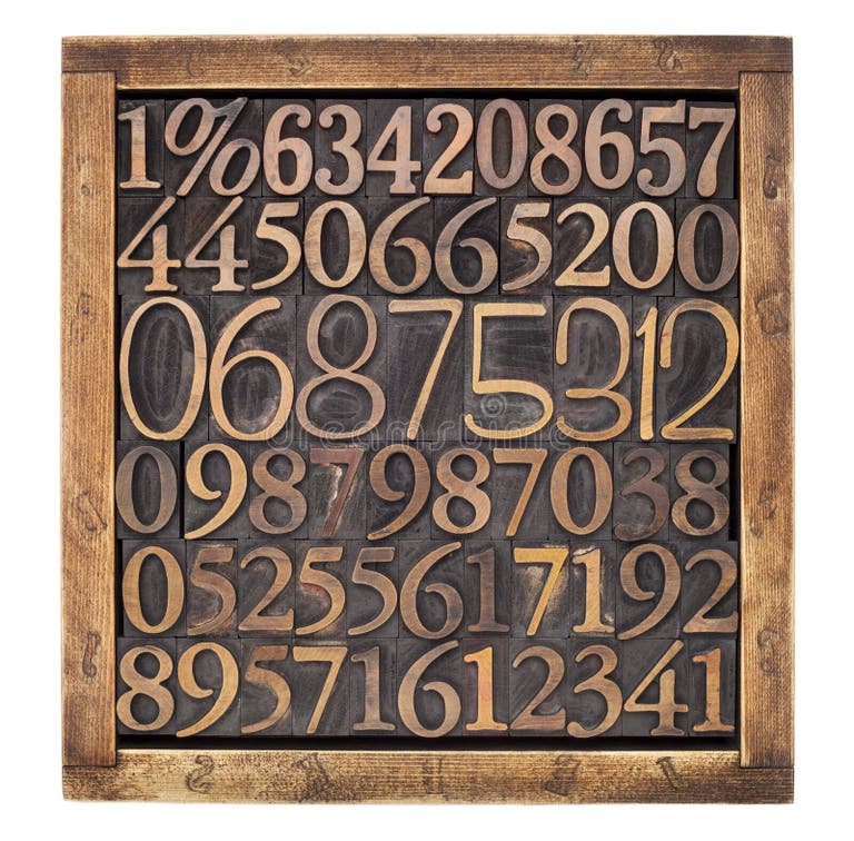 Wood type numbers in box stock image. Image of antique - 29197529