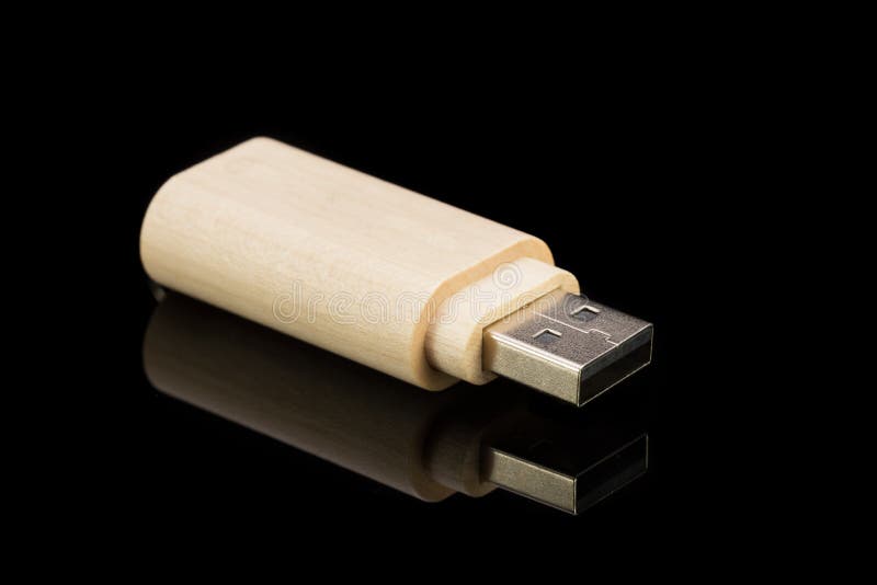 Wood USB Flash Drive on a Black Background Stock Image - Image of ...