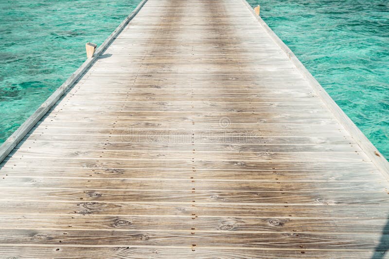 Wood walk way with ocean stock photo. Image of vacation - 158550290